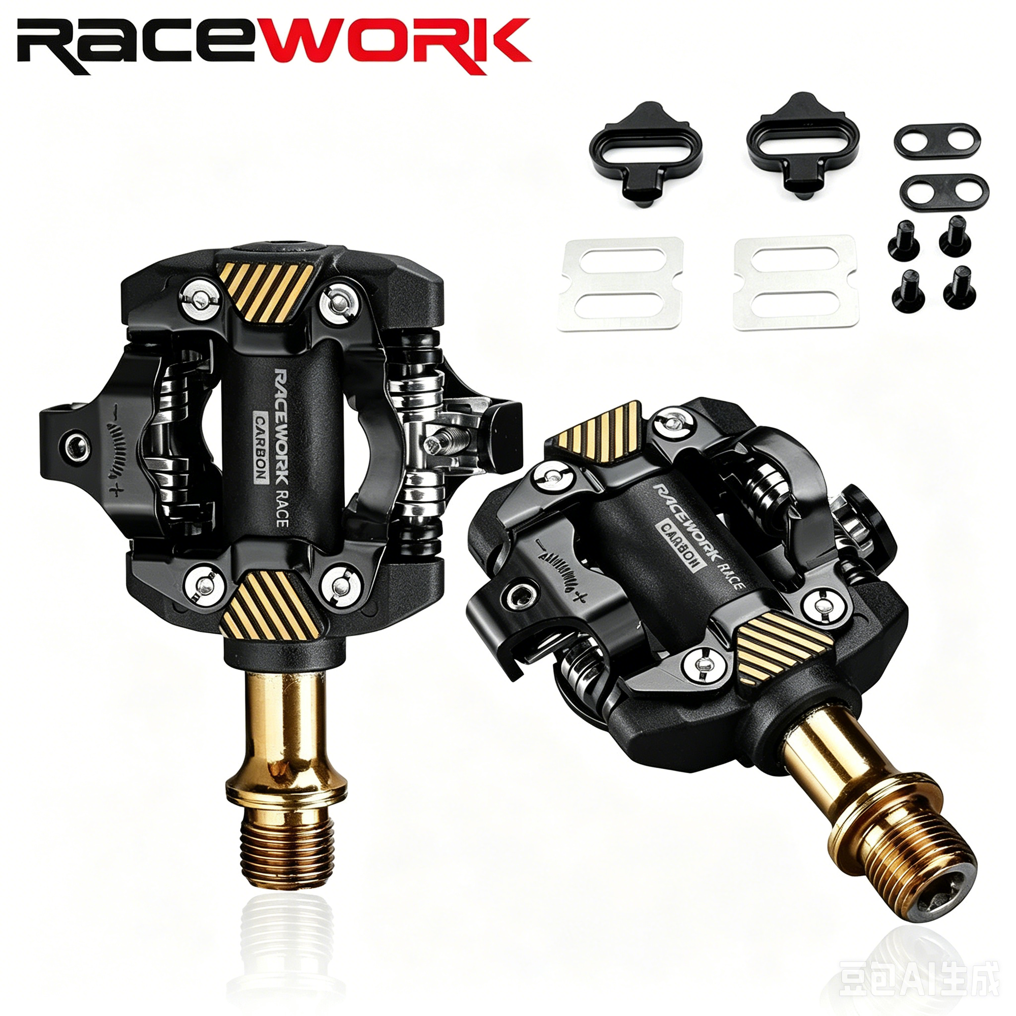 Пара контактных педалей RACEWORK M8100 SPD золотистые для горных велосипедов, стандартная система фиксации