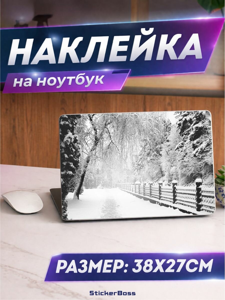 Наклейка на ноутбук зима 38х27 см