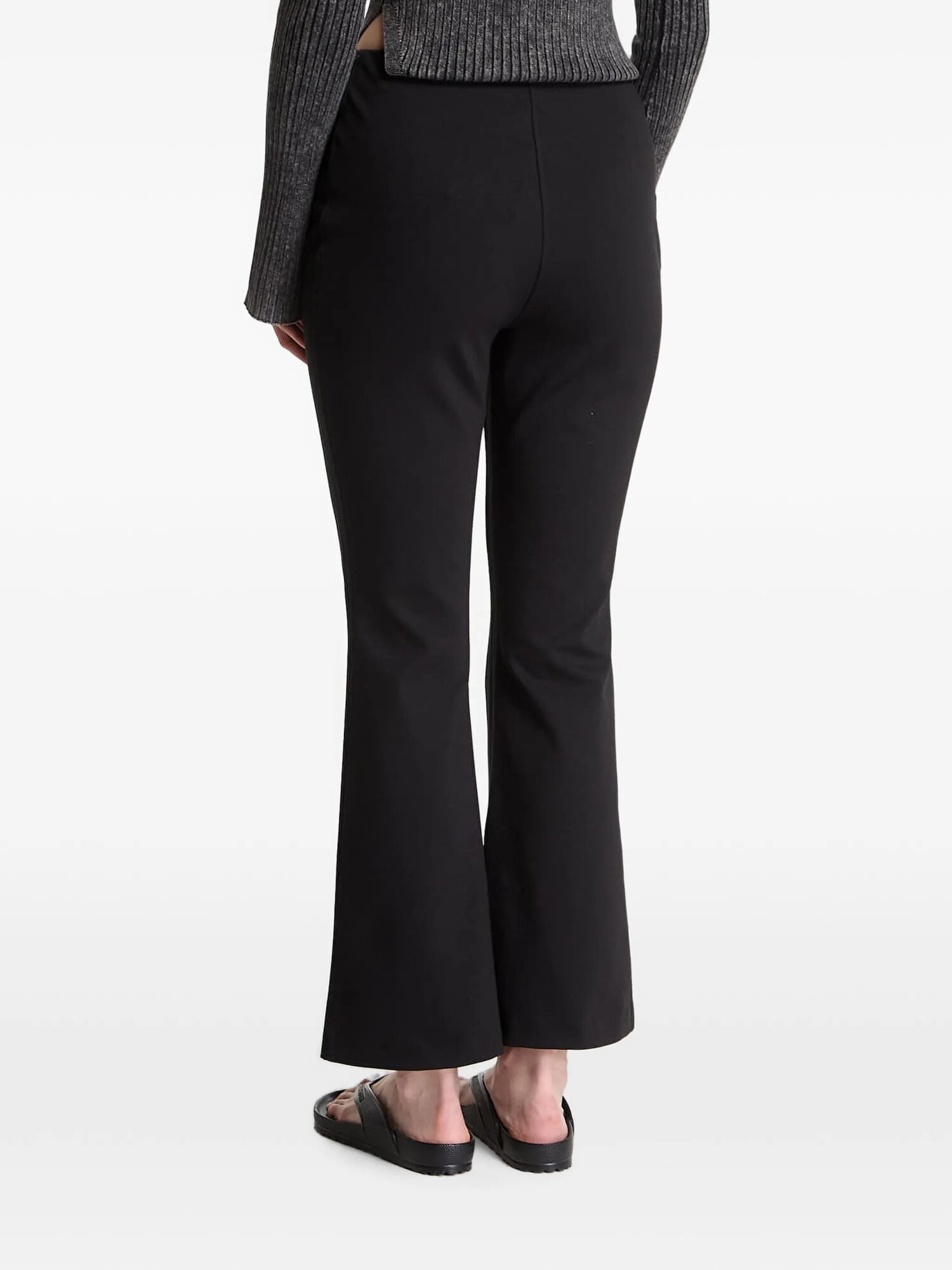 Брюки CALVIN KLEIN Logo-print flared tailored trousers, размер 40 EU, черный — фото 1