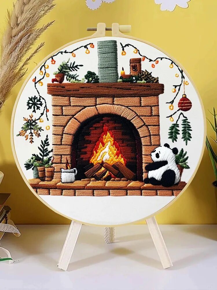 Набор для вышивания,20X20CM, подходит для начинающих, Тёплой камин