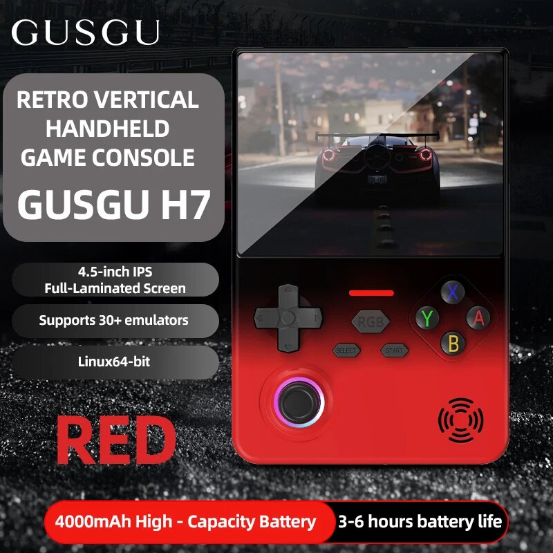 Портативная игровая консоль H7 Linux Красный, Add 64GB Card, H7 Red Color
