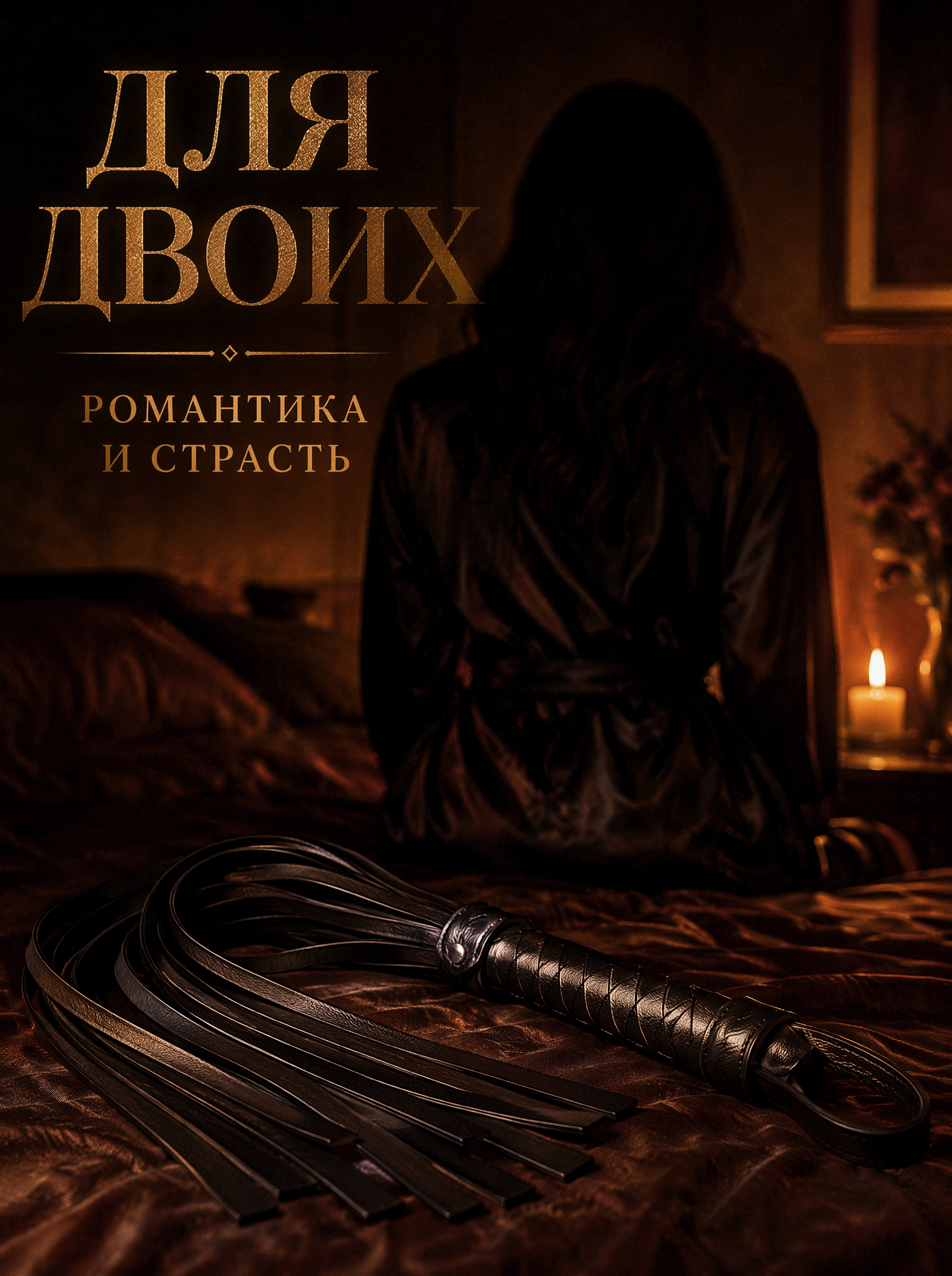 Плетёный кожаный хлыст из ПУ, длина 44 см, ручка 15 см, вес 105 г, черный для интимных игр дома
