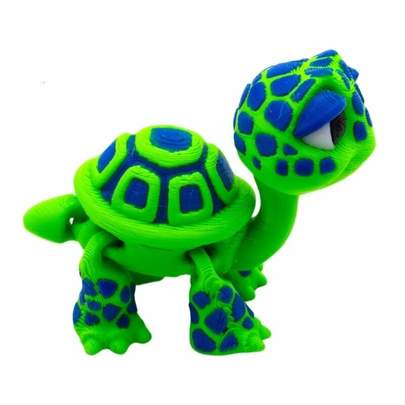 Гибкое сочлененное тело черепахи 3D-печатная игрушка, Зеленый Синий