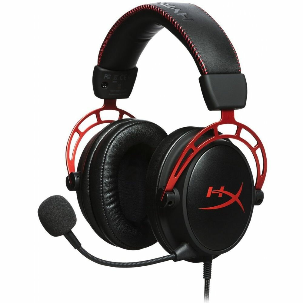 Гарнитура HyperX Cloud Alpha чёрный-красный, проводная, 2 x 3.5 мм, съёмный микрофон с шумоподавлением, рег.