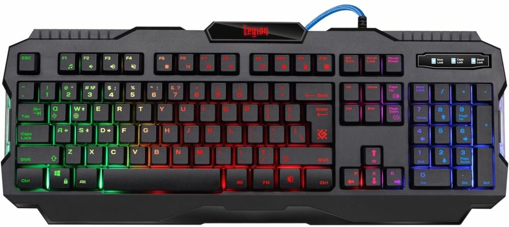 Клавиатура проводная Defender Legion GK-010DL RU, USB, черный