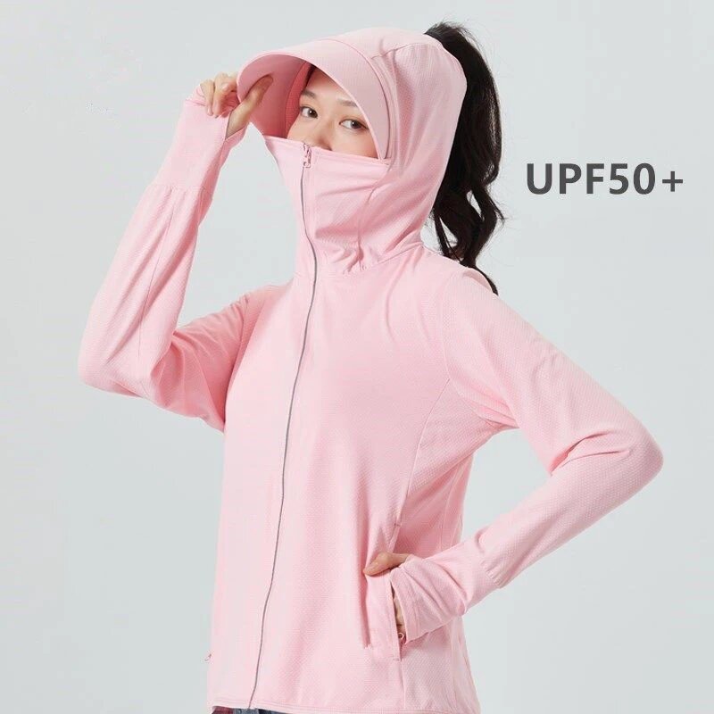 Розовая солнцезащитная куртка с капюшоном UPF50+ XXXL