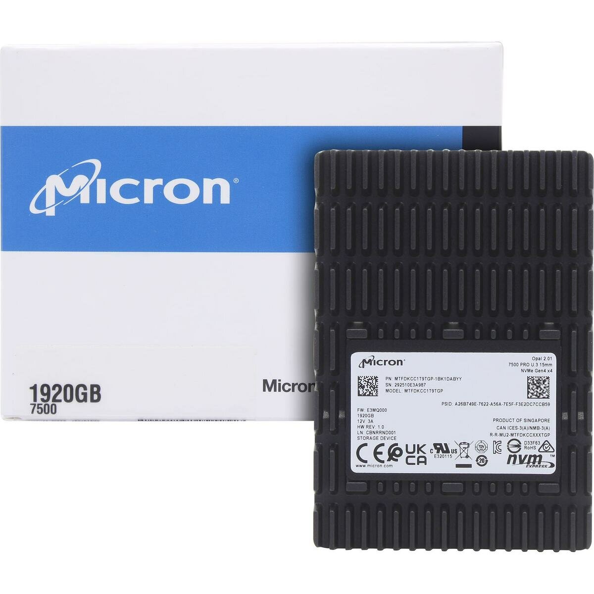 7500 PRO MTFDKCC1T9TGP-1BK1DABYY 1.92 Тб U.3 SFF-8639 PCI-E Gen4 x4 2.5" (толщиной 15 мм), TBW 3504, 1 DWPD