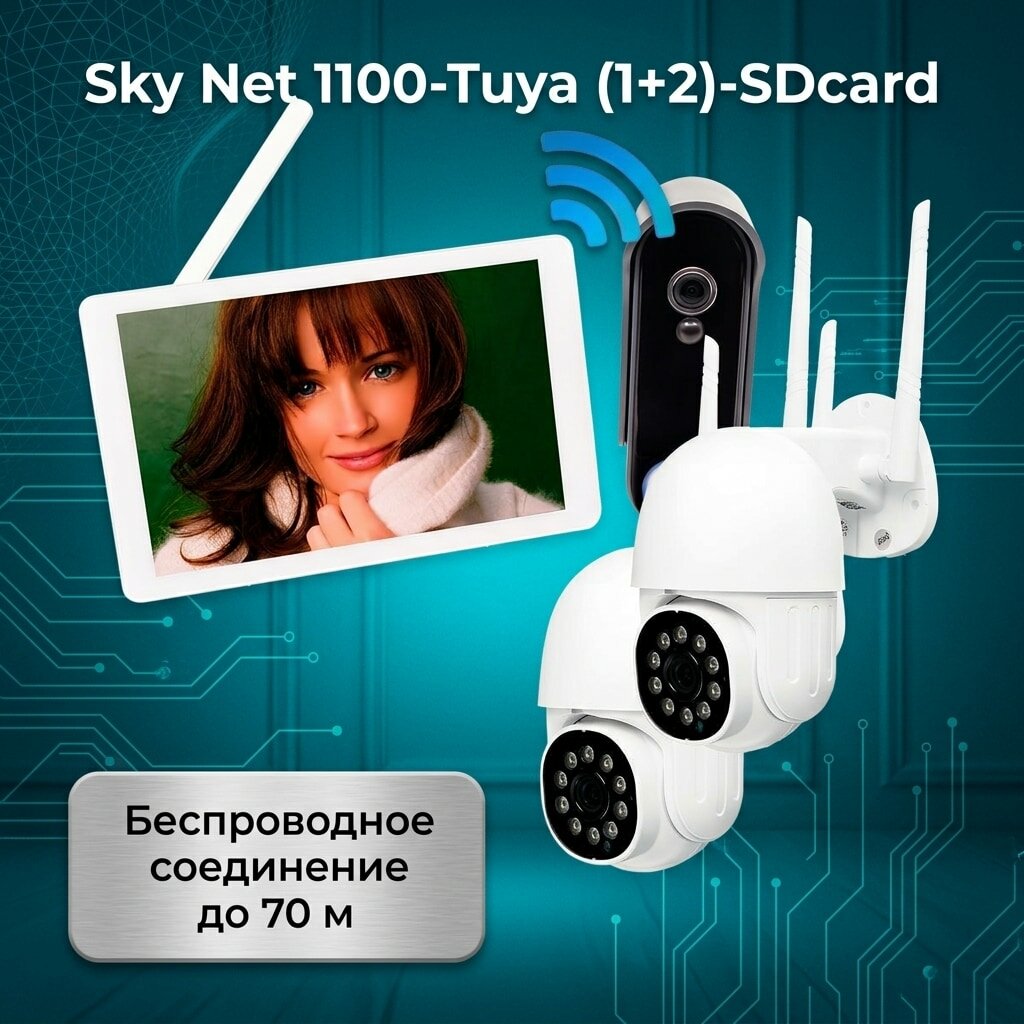 Радиодомофон TUYA ДВЕ Wi-Fi IP камеры SkyNet 1100-Tuya (1+2)