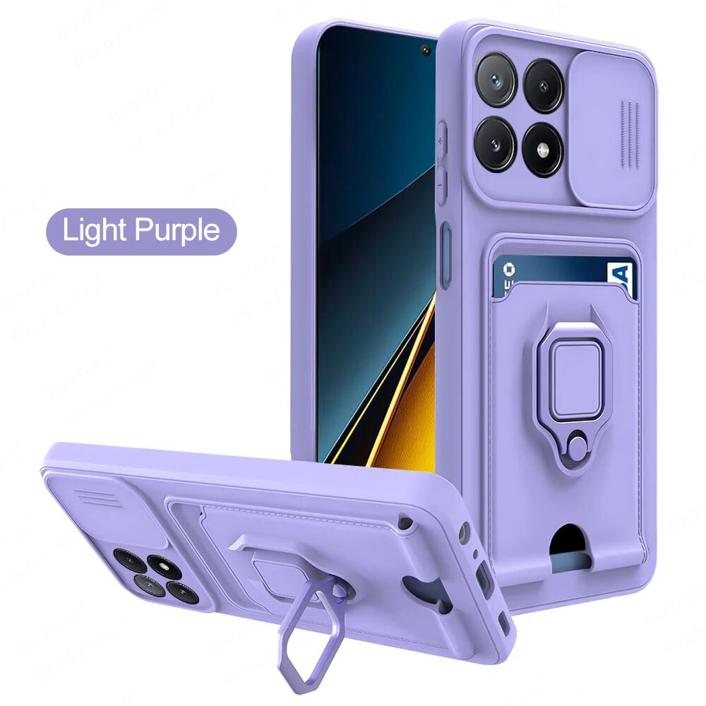 Роскошный чехол с окном для камеры Poco X6 Pro X5 X4 GT X3 Фиолетовый, Light Purple, For Poco X5 Pro