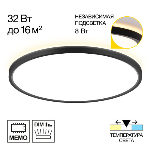 Светильник с Подсветкой Citilux NORMA CL748401 LED Черный, Высокопрочный Полимер / Ситилюкс.