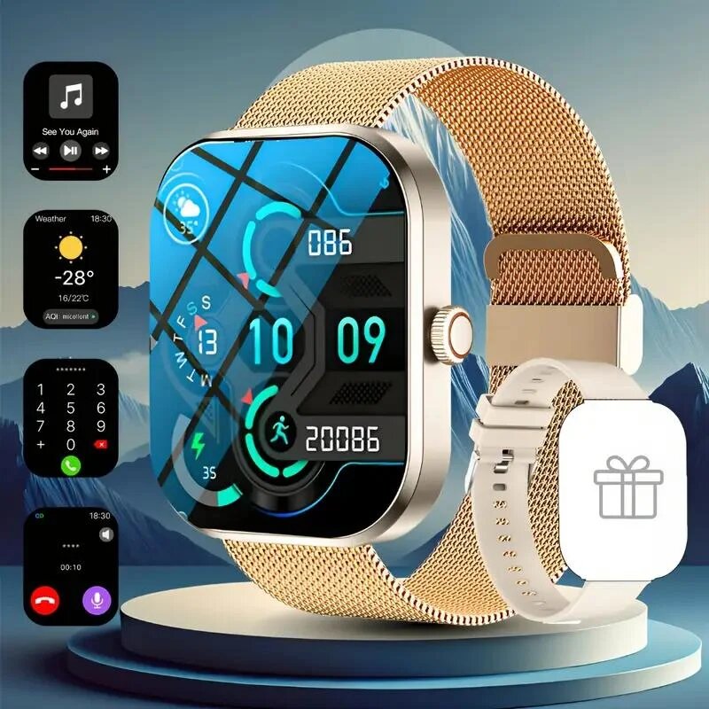 Smart Watch 2026 BLE 5.0 Желтый, Golden