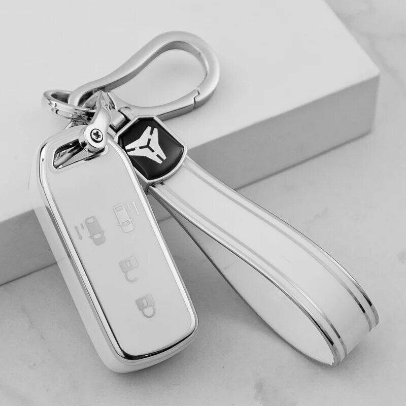 Чехол Для Ключей Honda N-BOX N-ONE N-WGN N-VAN С 4 Кнопками, Из ТПУ, Индивидуальный Silver White Set