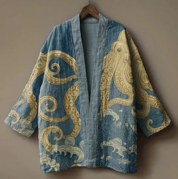 Женский кардиган-кимоно из полиэстера, kimono