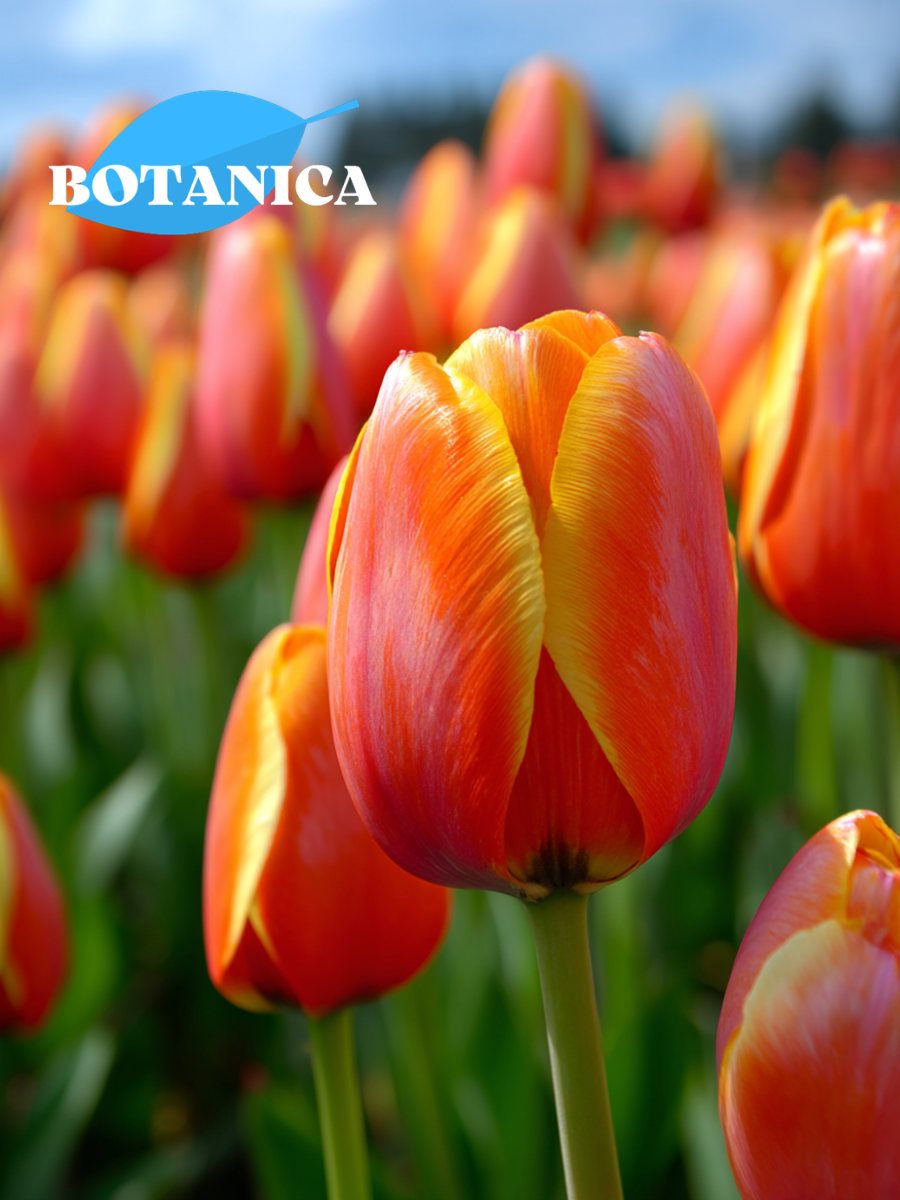 Луковицы цветов, botanica garden, Тюльпан Ангела Меркель 3 штуки (красно-оранжевый)