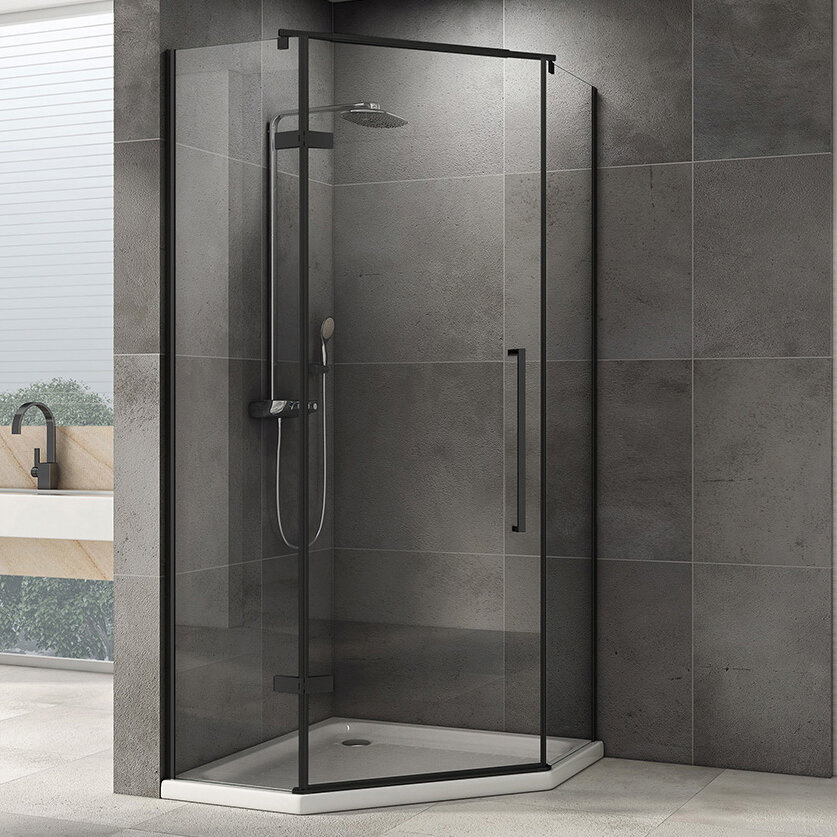 Душевой уголок Abber Ewiges Wasser AG05090B 90x90, профиль черный, стекло прозрачное