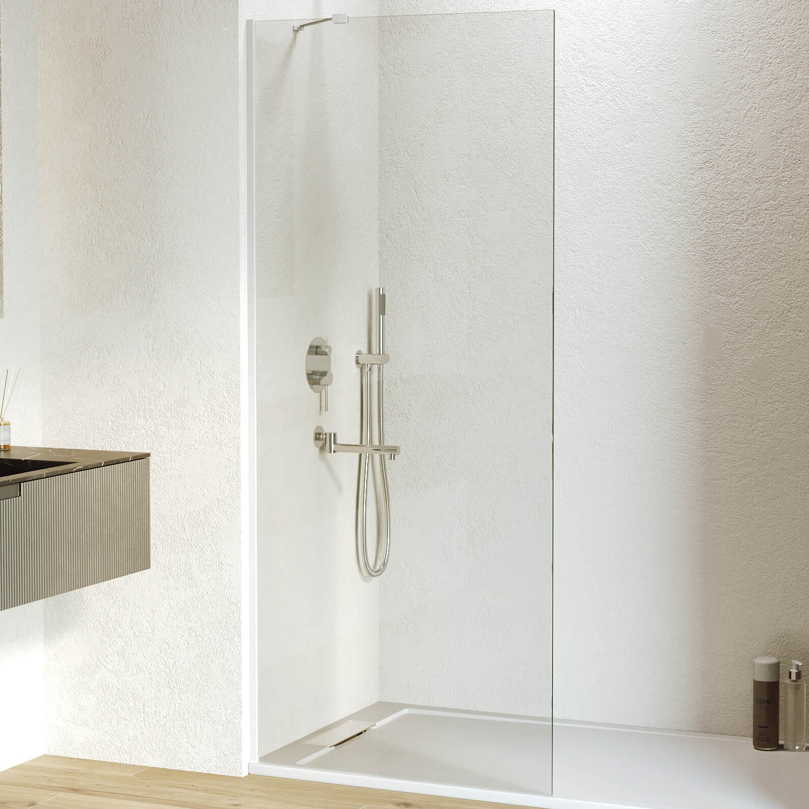 Душевая перегородка RGW Свободный вход (Walk In) WA-102W 90x195 см, профиль матовый белый, стекло прозрачное