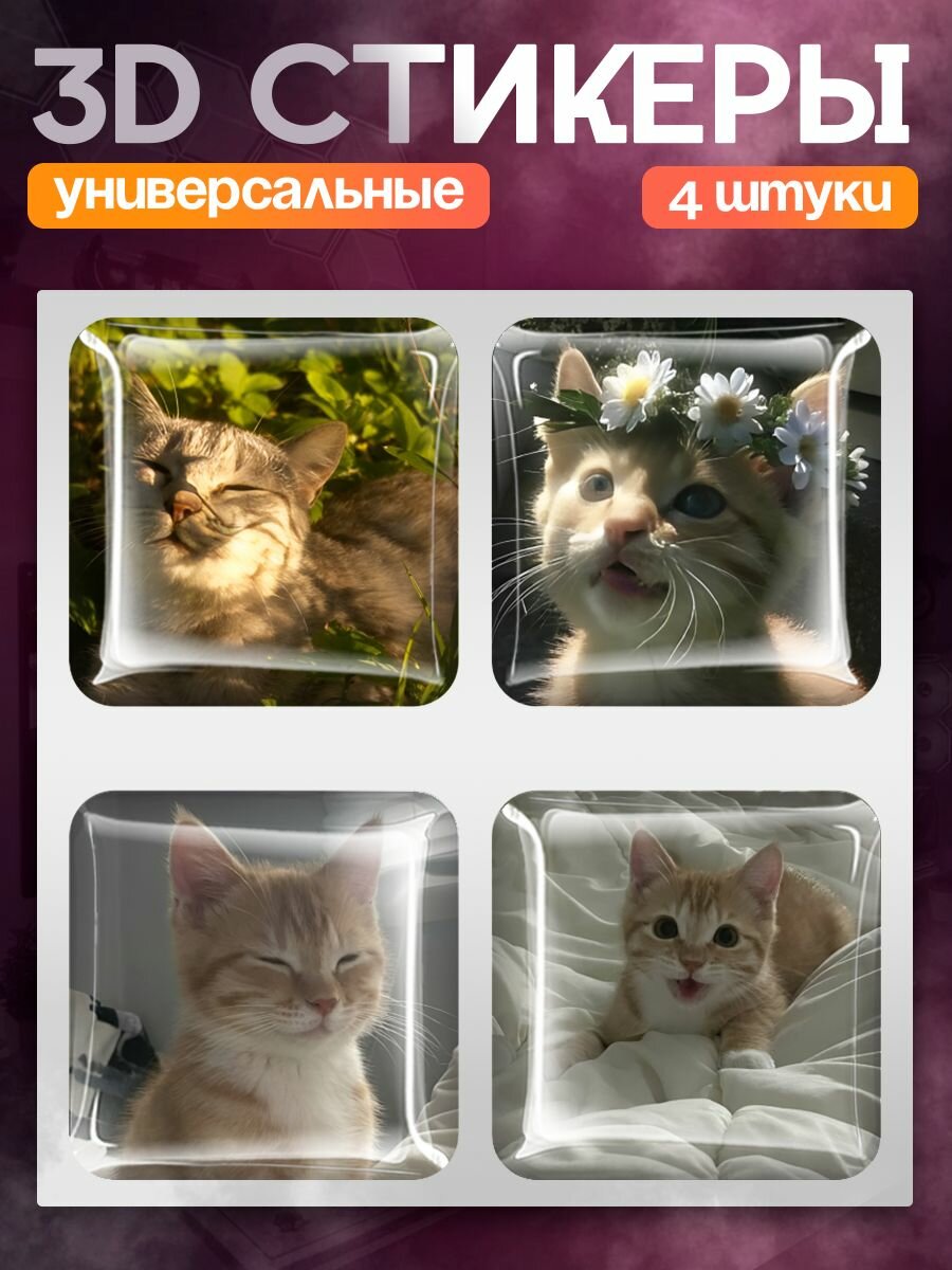 Наклейки на телефон 3д стикеры Котики тикток