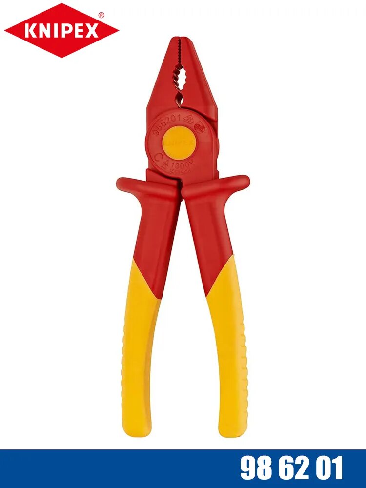 KNIPEX 98 62 01 Пластиковые плоскогубцы с плоскими губками, ручной инструмент для электрика по изоляции