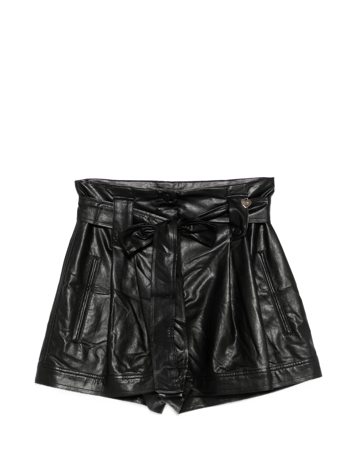 Шорты Faux-leather belted pleated shorts