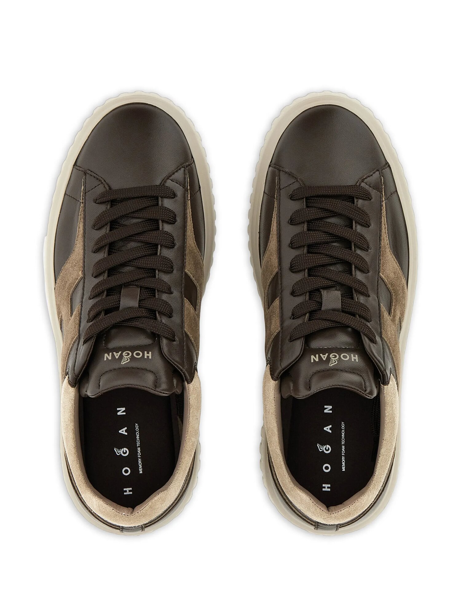 Кроссовки Hogan H-Stripes, размер 7 UK, коричневый/серый/оранжевый — фото 1