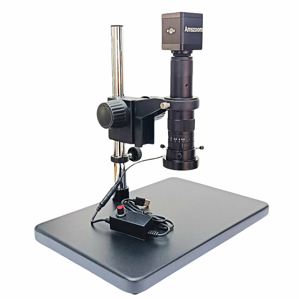 2K HDMI VGA Type C USB Digital Microscope Camera With Big Table stand +180X C Mount Lens For phone repair