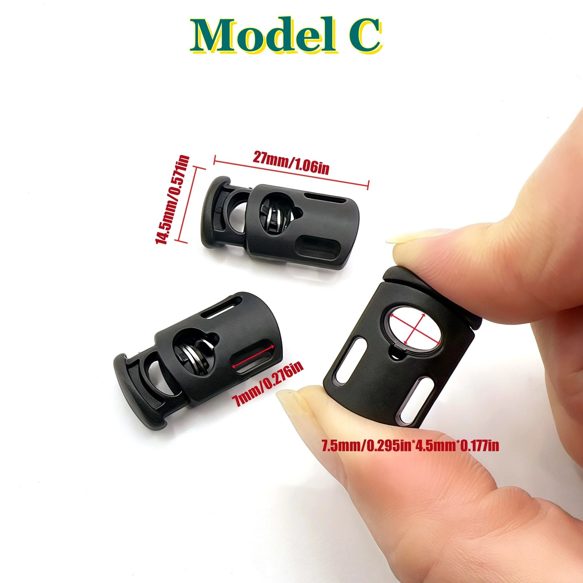 Стопперы для шнурков HSDOUBLE Черный, Model C