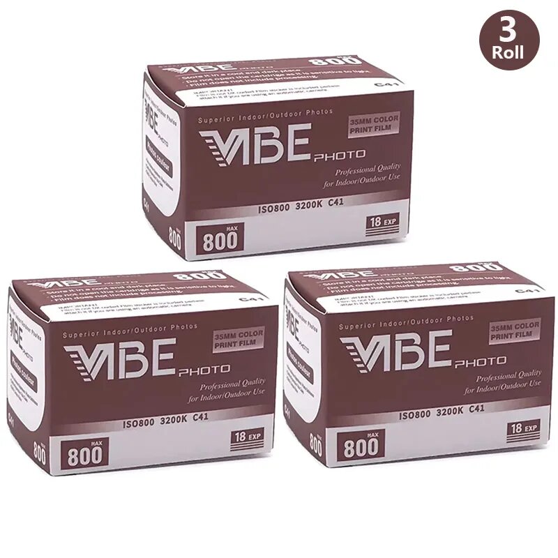 Цветная пленка Kodak VIBE ISO 800 18 кадров/рулон Бежевый, 3 Roll