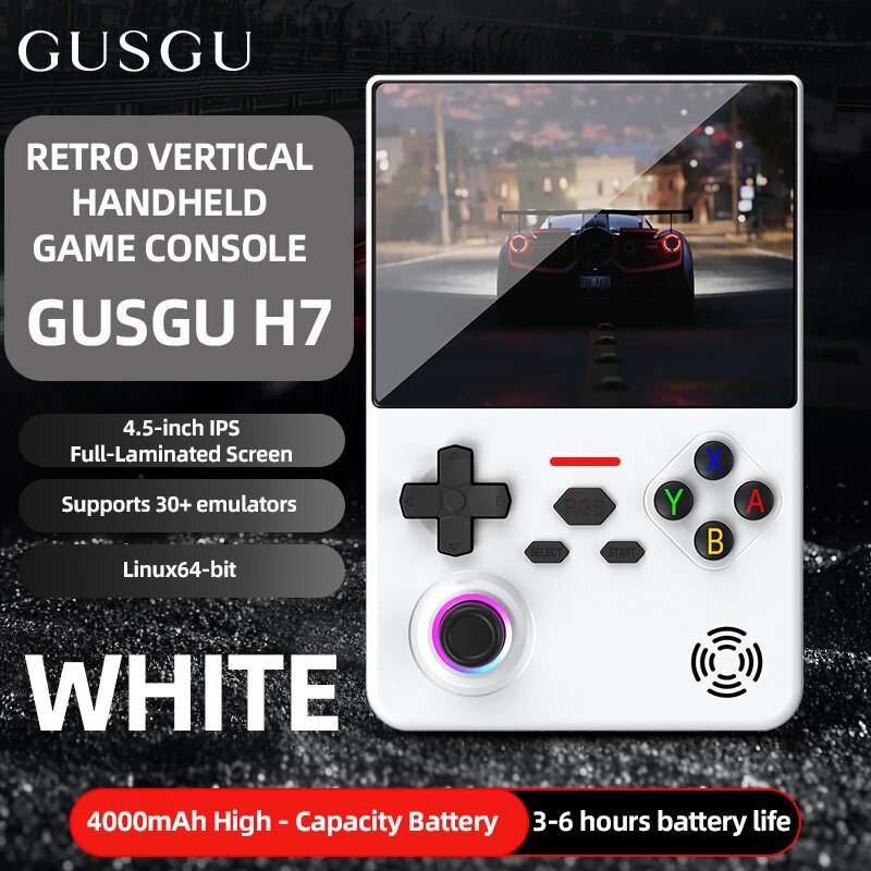 Портативная игровая консоль H7 Linux Белый, 64GB Add Storage Bag, H7 White Color