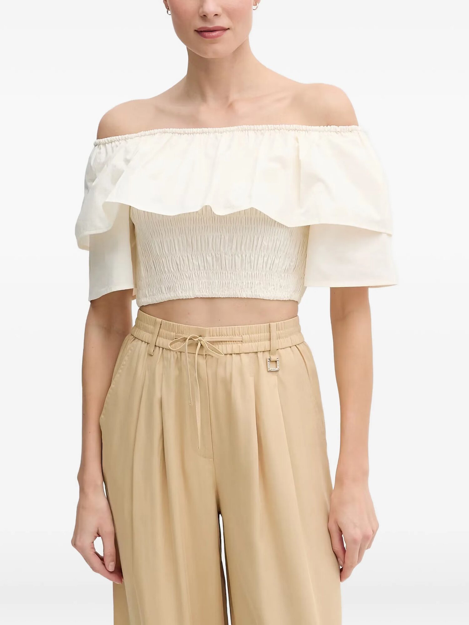 Топ Ruffled shirred-panel top