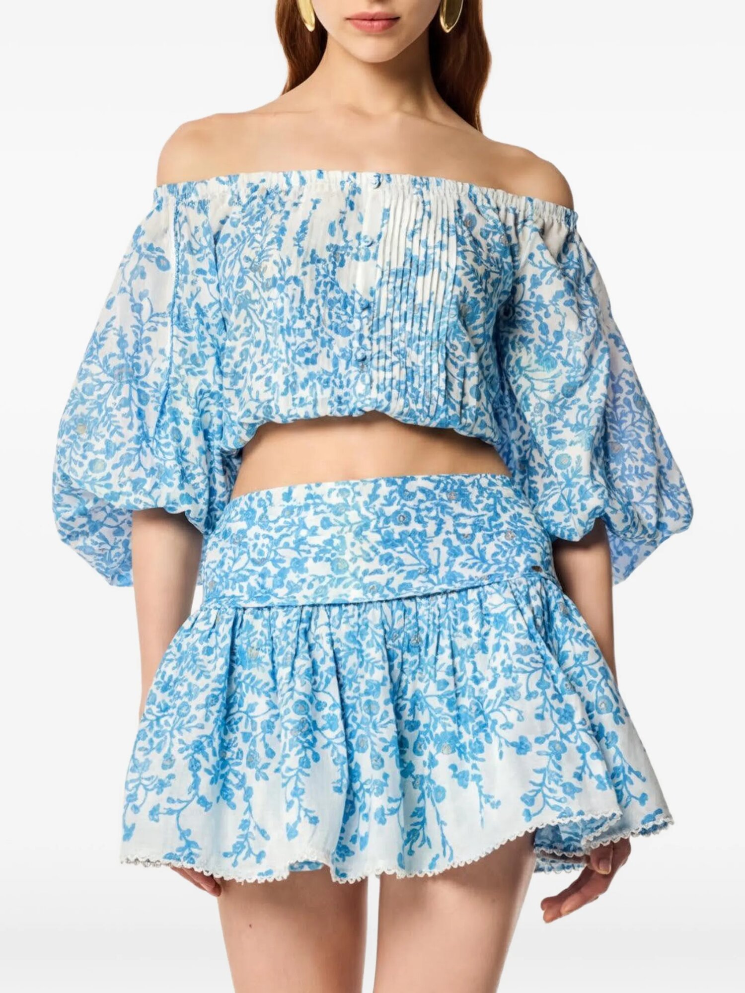 Топ La poupette floral-print pintucked top