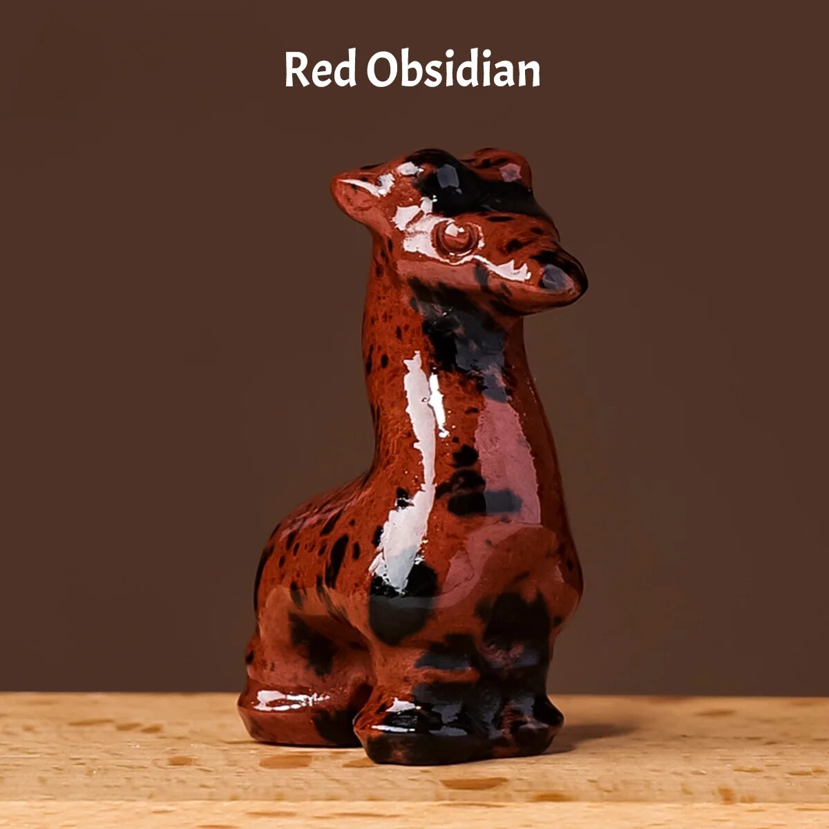 Хрустальная фигурка жирафа Красный, Red Obsidian