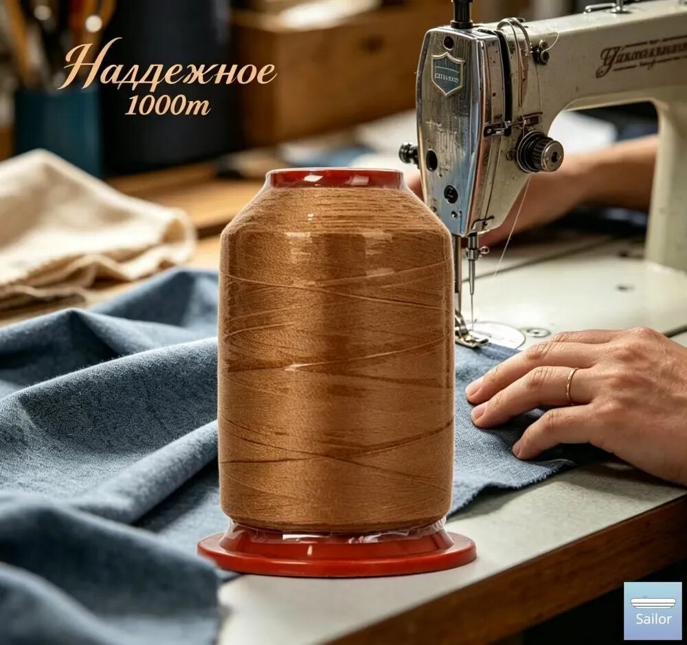 PALINO Катушка водорастворимой швейной нити для вышивки и квилтинга, 1000 м, коричневая