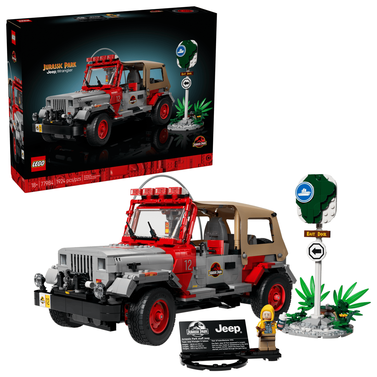 Конструктор LEGO Jurassic World 77984 Автомобиль Jeep Wrangler из «Парка Юрского периода», 1924 дет.