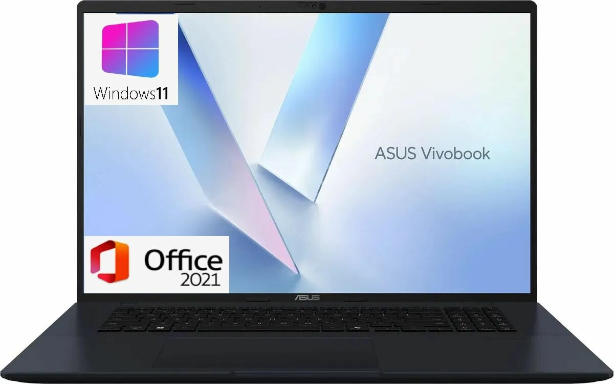 ASUS Ноутбук ASUS 18" 1920x1200, AMD Ryzen 7 260-8 ядер до 5.1 ггц , RAM 16 ГБ, SSD 512 GB, Win 11PRO+Office, Рус. клав. Ноутбук 18", AMD Ryzen 7 260, RAM 16 ГБ, SSD 512 ГБ, AMD Radeon 780M, Windows Pro, черный, Русская раскладка