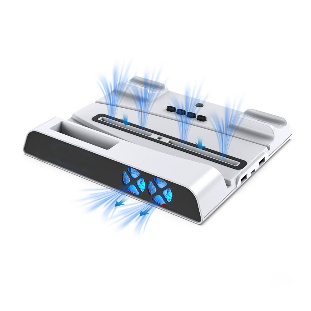 Док-станция 5 в 1 MyPads TP5-0599 для PS5 с зарядкой двух джойстиков и охлаждающей подставкой