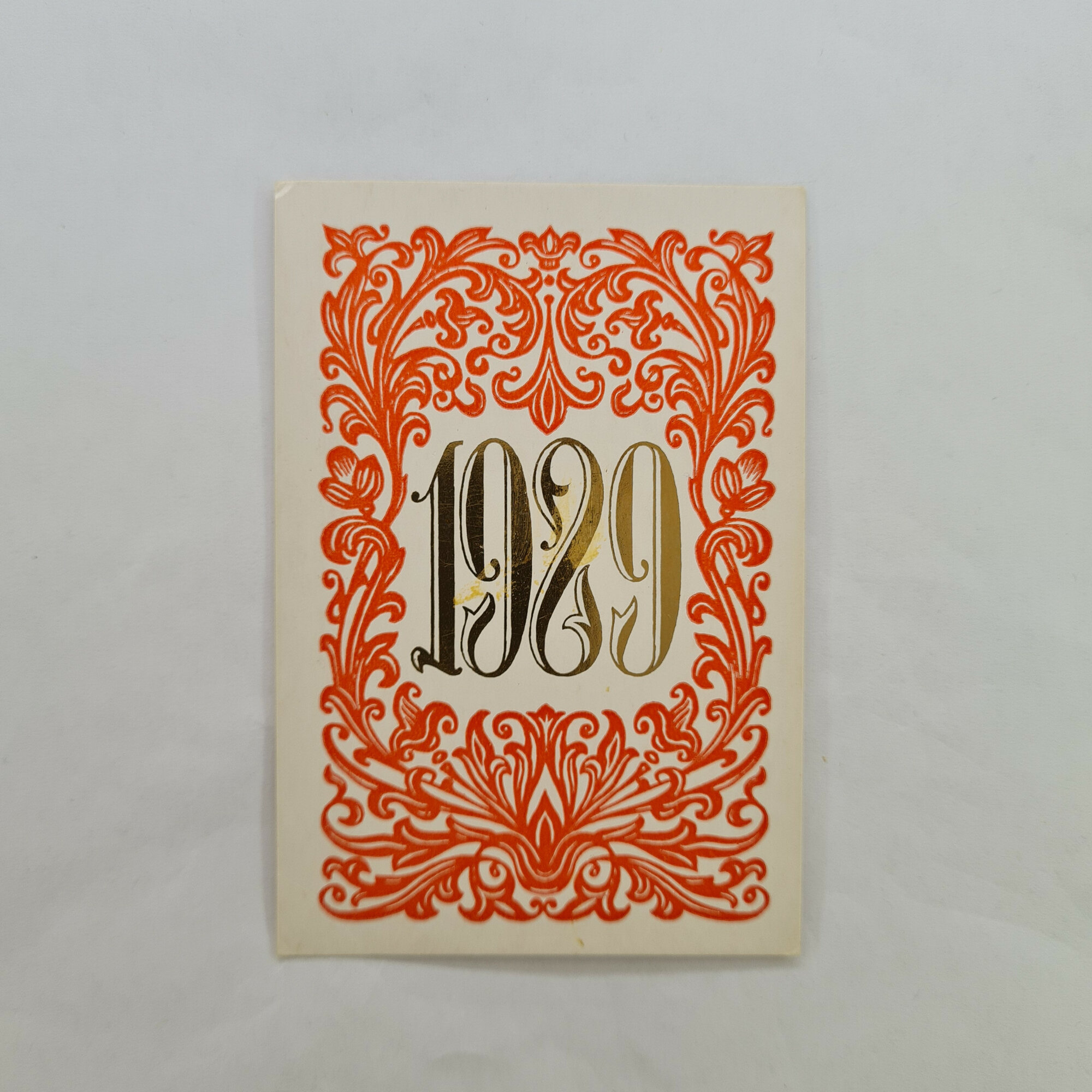 Карманный календарик СССР 1929. Декоративный растительный орнамент, графика. Советский хронограф