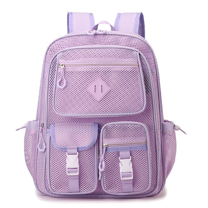 Casual mesh back pack with spacious interior and breathable design for everyday use, violet