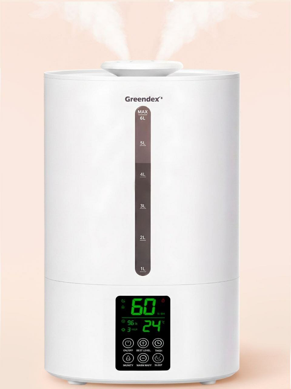 Увлажнитель воздуха Pure White 6L напольный для дома, ультразвуковой, с аромадиффузором, увлажнение до 40 м2, 6 литров