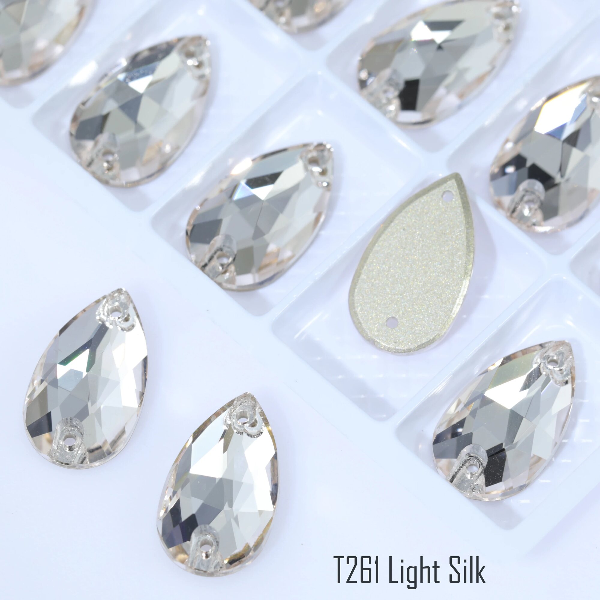Стразы капли, стеклянные, для декора Серебряный, 36Pcs 10mm14mm, T261 Light Silk