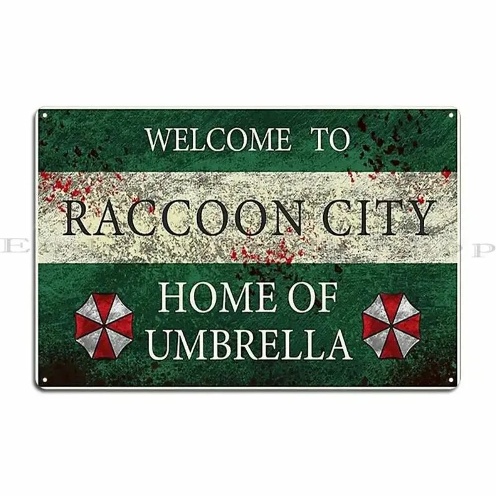 Металлическая HD-табличка в винтажном стиле Resident Evil Raccoon City, ретро-вывеска Umbrella Corporation для декора стен дома, бара, мужской берлоги или игровой комнаты.