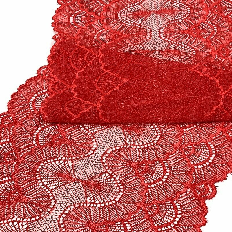Кружево-стрейч Kruzhevo ширина 195 мм, цвет SD163 красный, 10 м (TBY.8034. SD163)