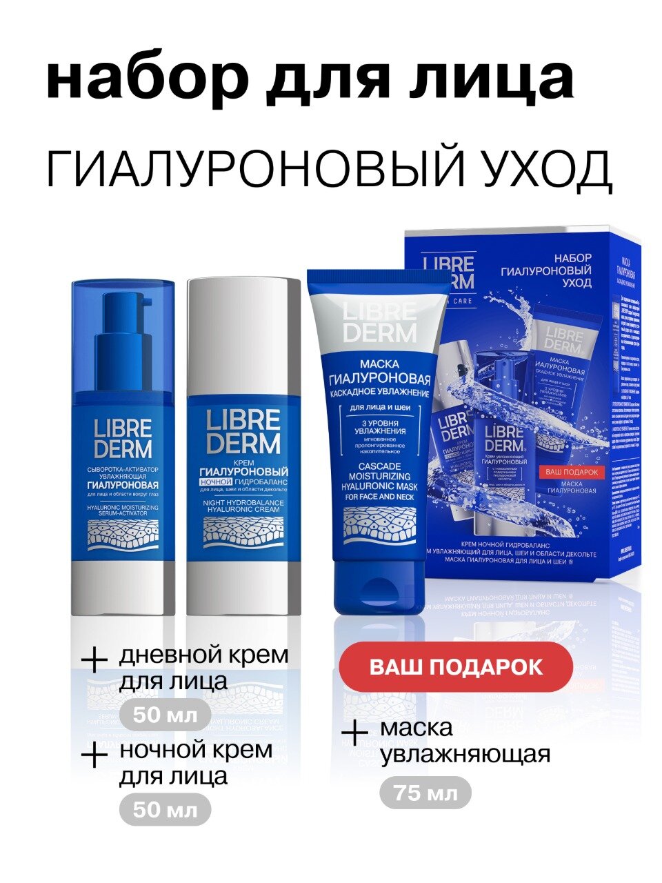 LIBREDERM Подарочный набор для лица Гиалуроновый уход