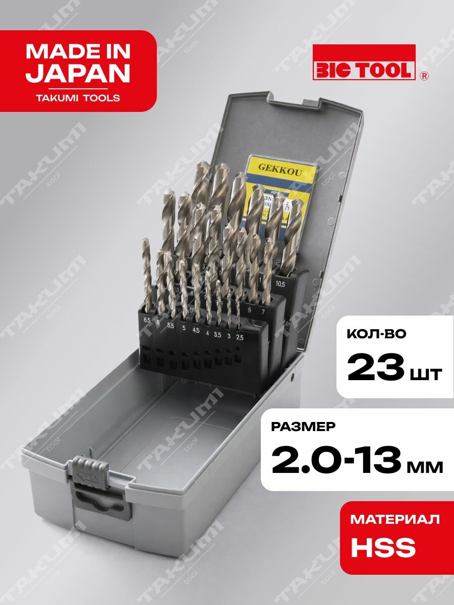 Сделано в Японии. Набор сверл по металлу BIC TOOL SGK2-13 23 шт. HSS, GEKKOU DRILL
