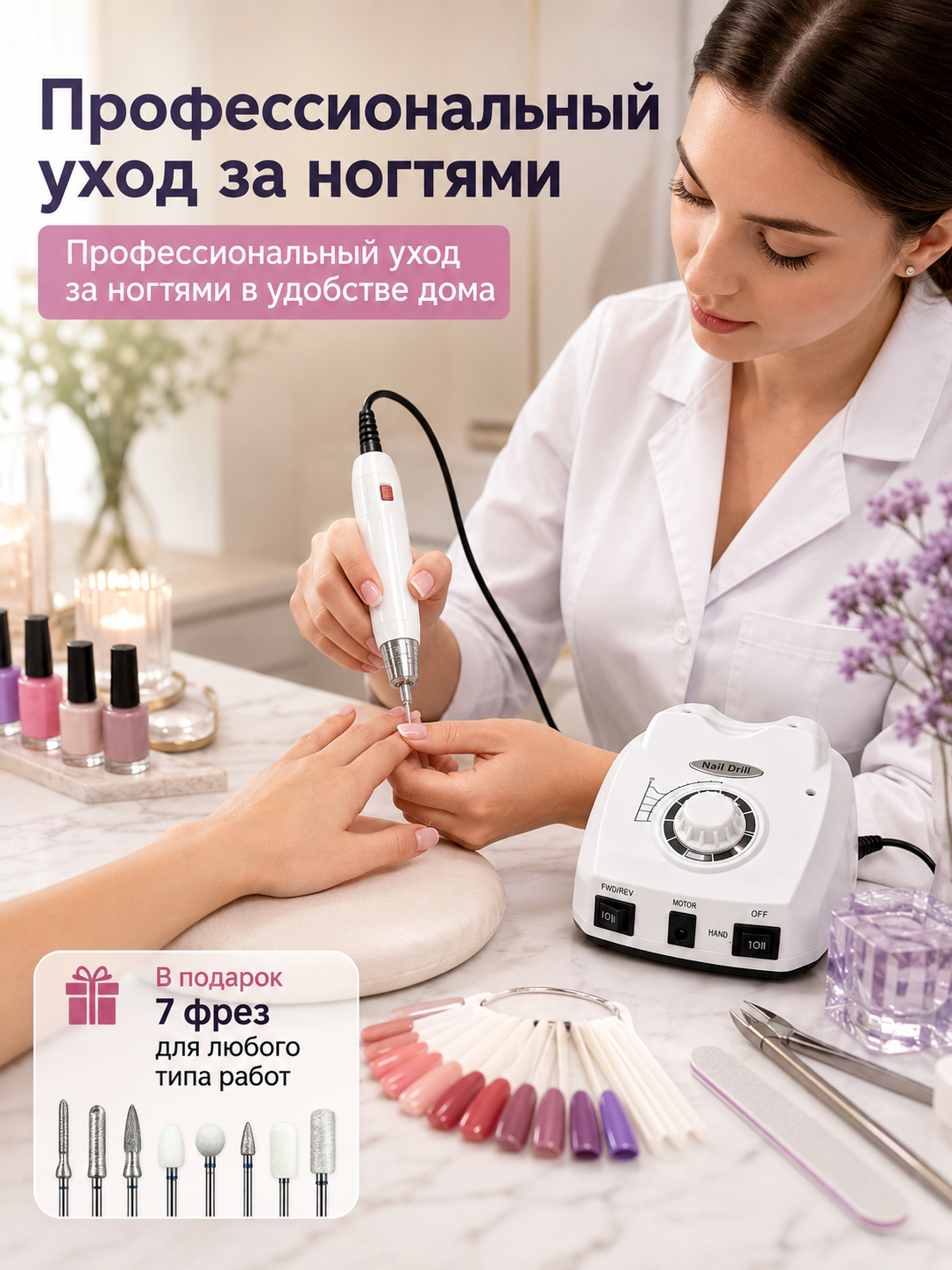 Профессиональная электрическая фреза для маникюра, педикюра, снятия старого лака с ногтей