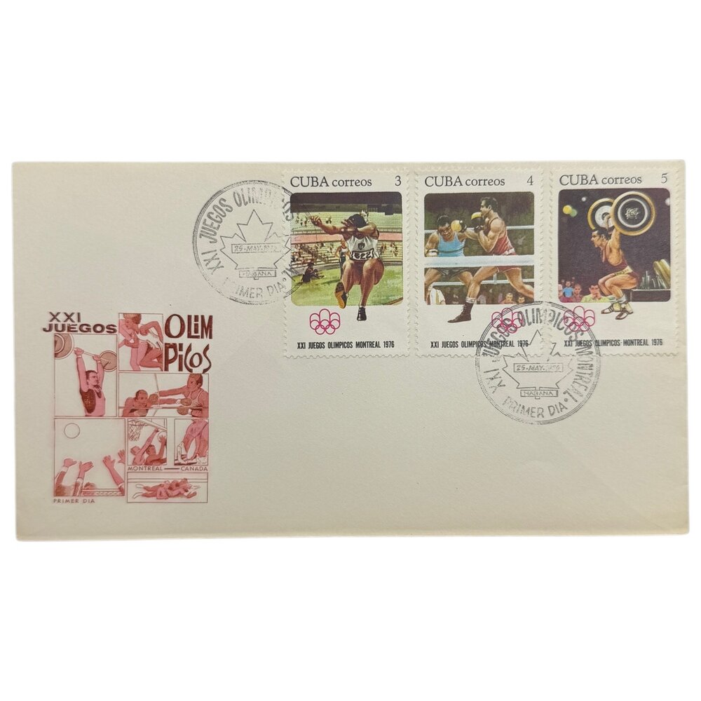 Конверт первого дня (КПД) "XXI летние Олимпийские игры, Монреаль 1976" 1976 г. Куба (25.06) (Вид 2)