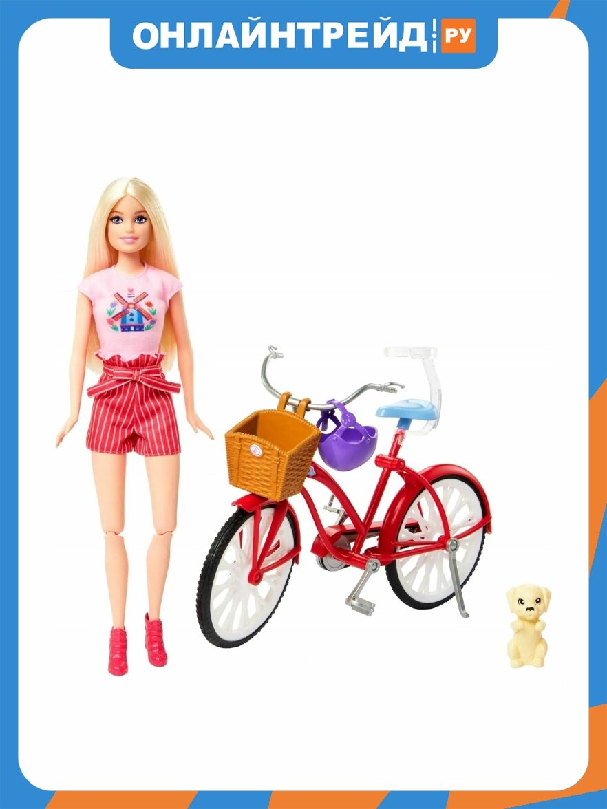 Игровой набор Barbie HWJ00 на велосипеде, серия Pink Passport
