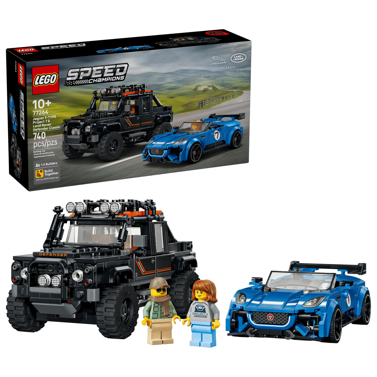 Конструктор LEGO Speed Champions 77264 Автомобили Jaguar Project 7 и Land Rover Defender, 740 дет.