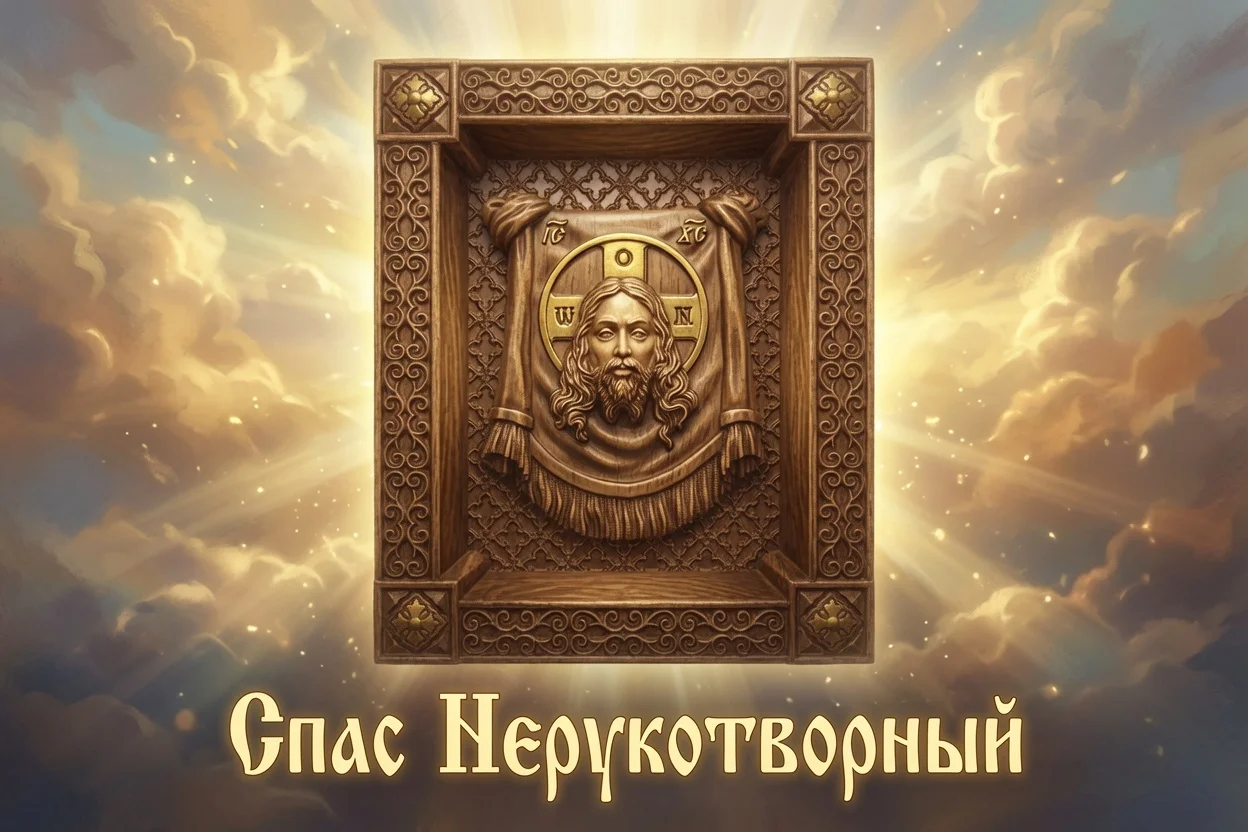 Резная икона. Спас Нерукотворный. Большая