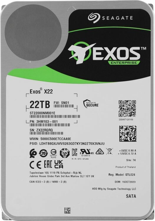 Жесткий диск серверный Seagate Exos X22 ST22000NM001E 22TB 3.5" 7200RPM SATA 512MB Enterprise