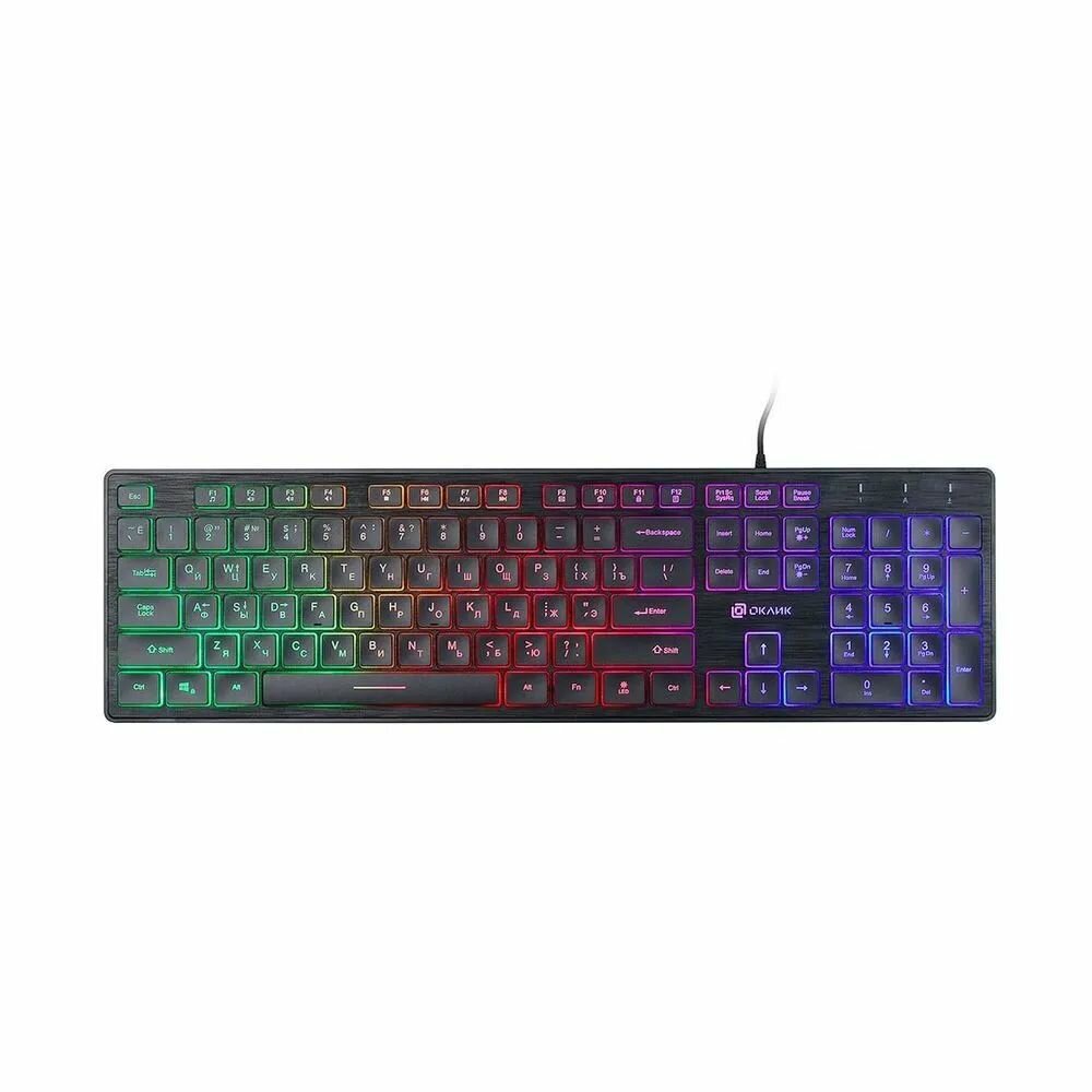 Клавиатура Oklick 550ML USB проводная тонкая(slim) мультимедийная черный (1061617)
